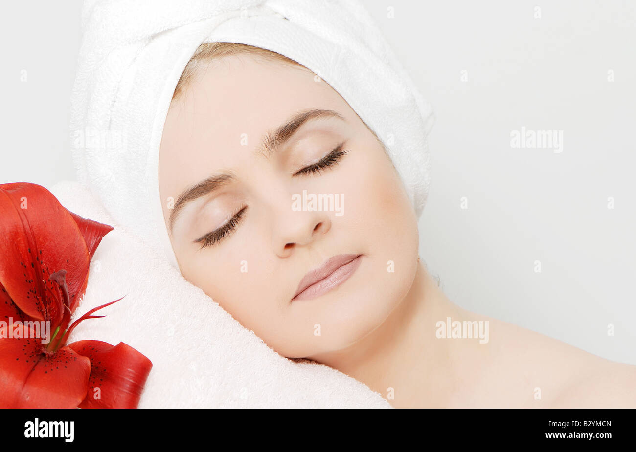 Portrait of beautiful woman before spa treatment Stock Photo - Alamy