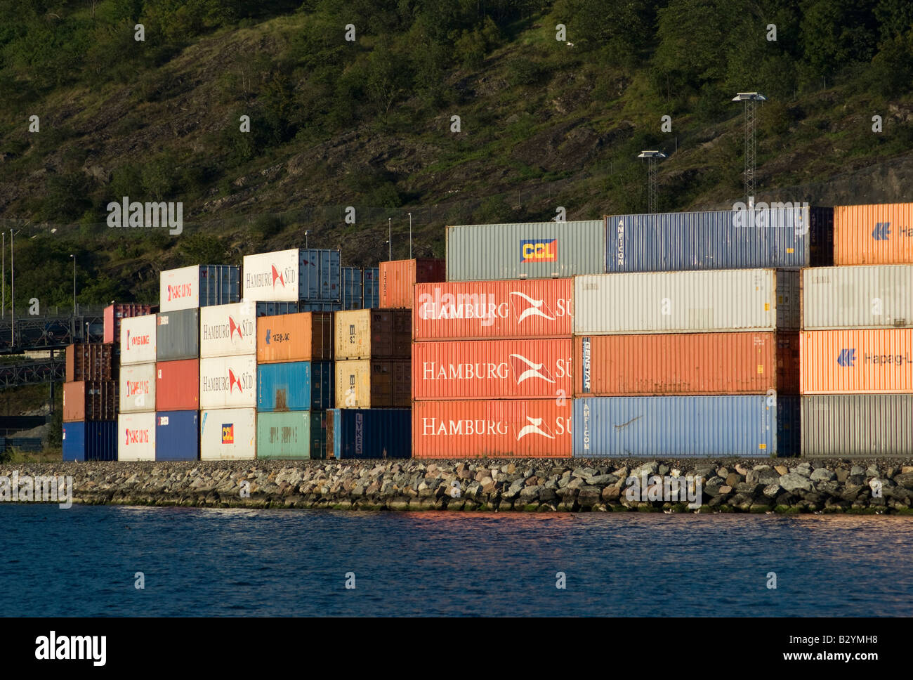 Containers at the seashore in the harbour of Oslo Stock Photo - Alamy