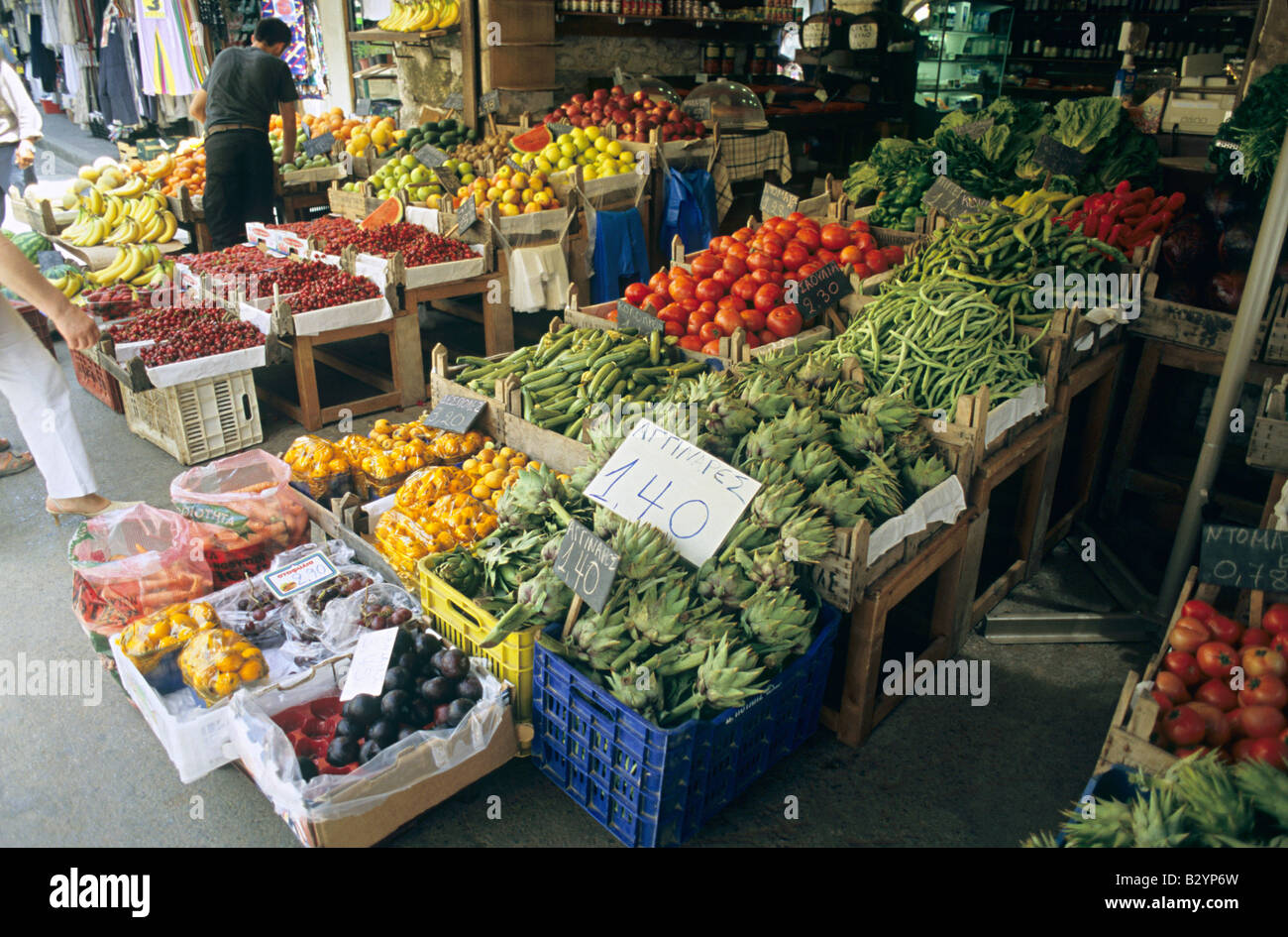 Fruit and vegetable market, Hania, Crete, Greece Stock Photo - Alamy