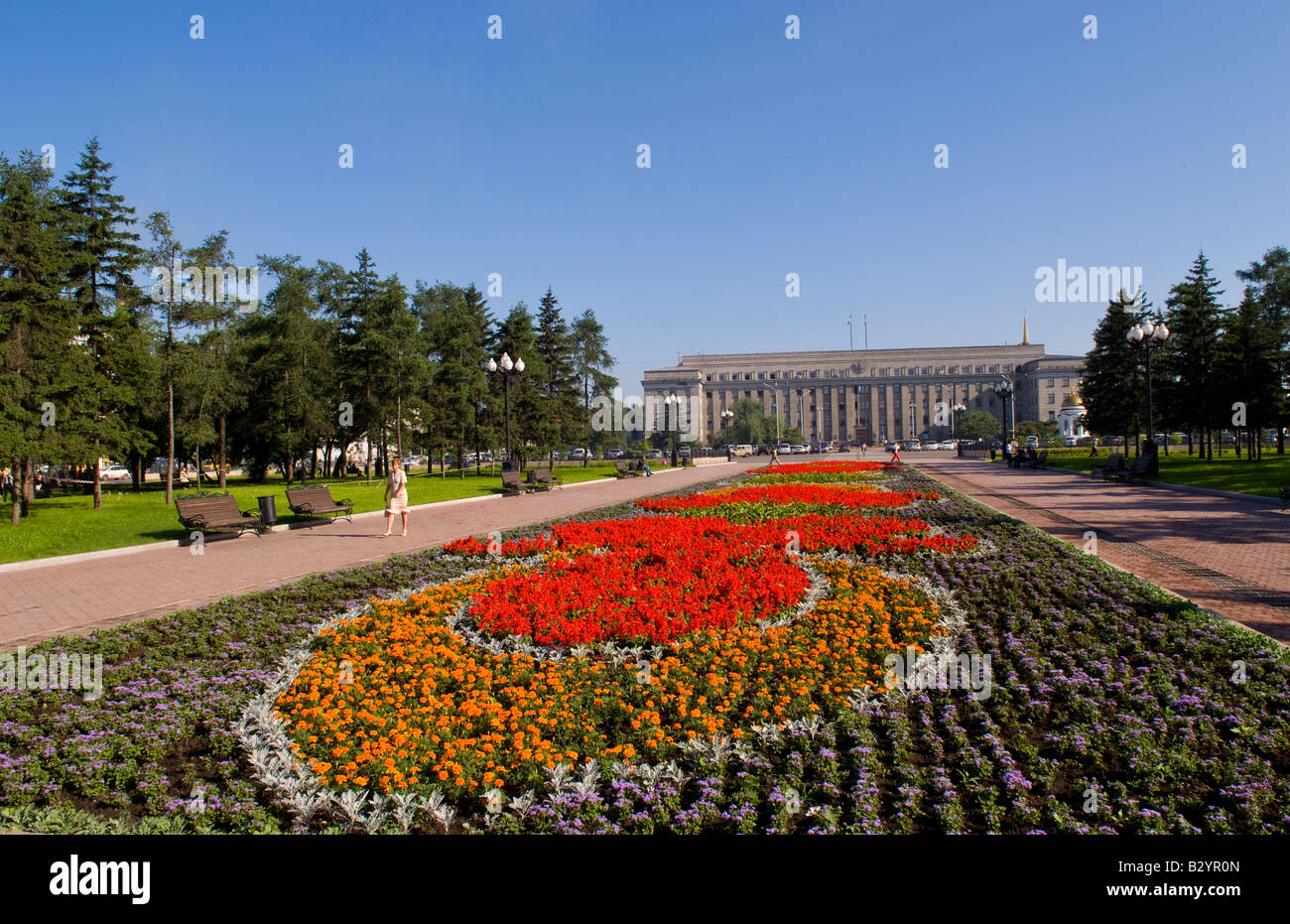 Center city square in downtown in Irkutsk in Siberia Russia Stock Photo ...