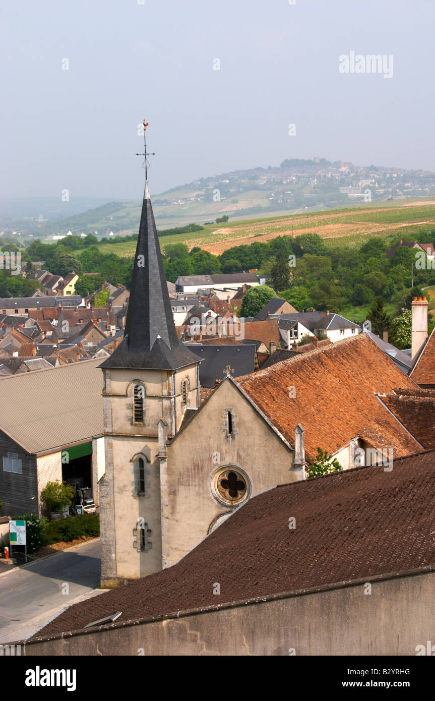 View from winery over village and church. Domaine Henri Bourgeois ...