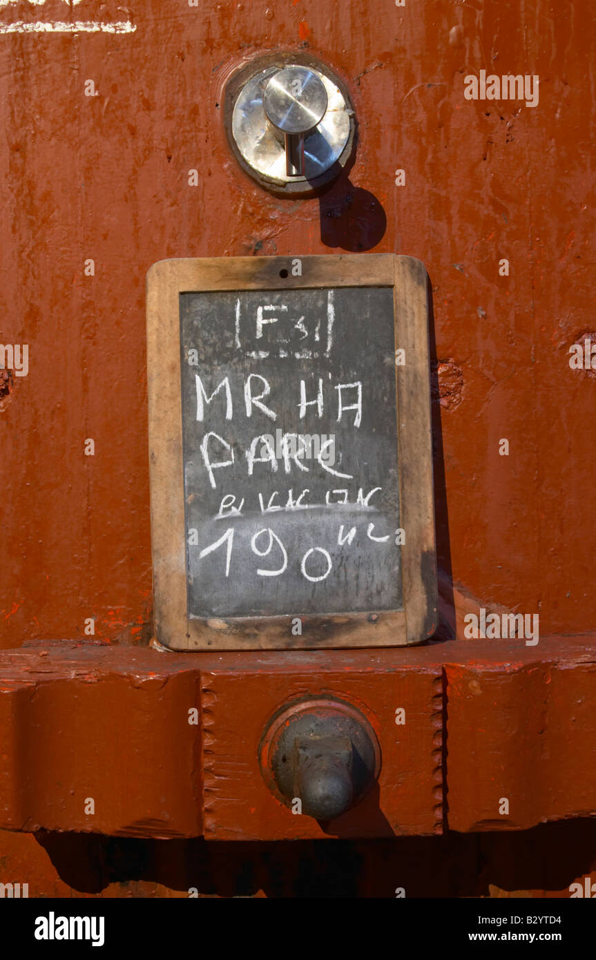 Storage vats. Sign. Mas Amiel, Maury, Roussillon, France Stock Photo ...