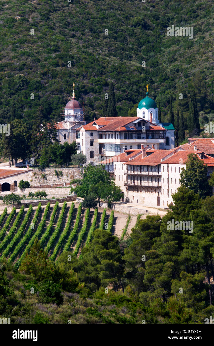 The Tsantalis sponsored monastery. Vineyard. Mount Athos. Tsantali ...