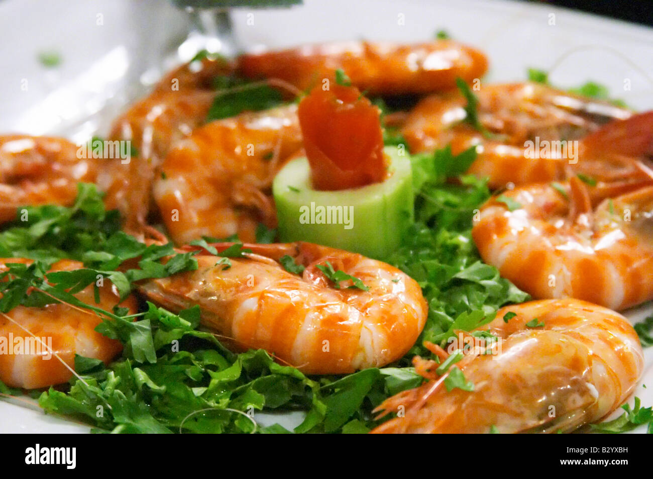 Shrimps. Restaurant Berdema Ton Gefseon. Drama, Macedonia, Greece Stock ...