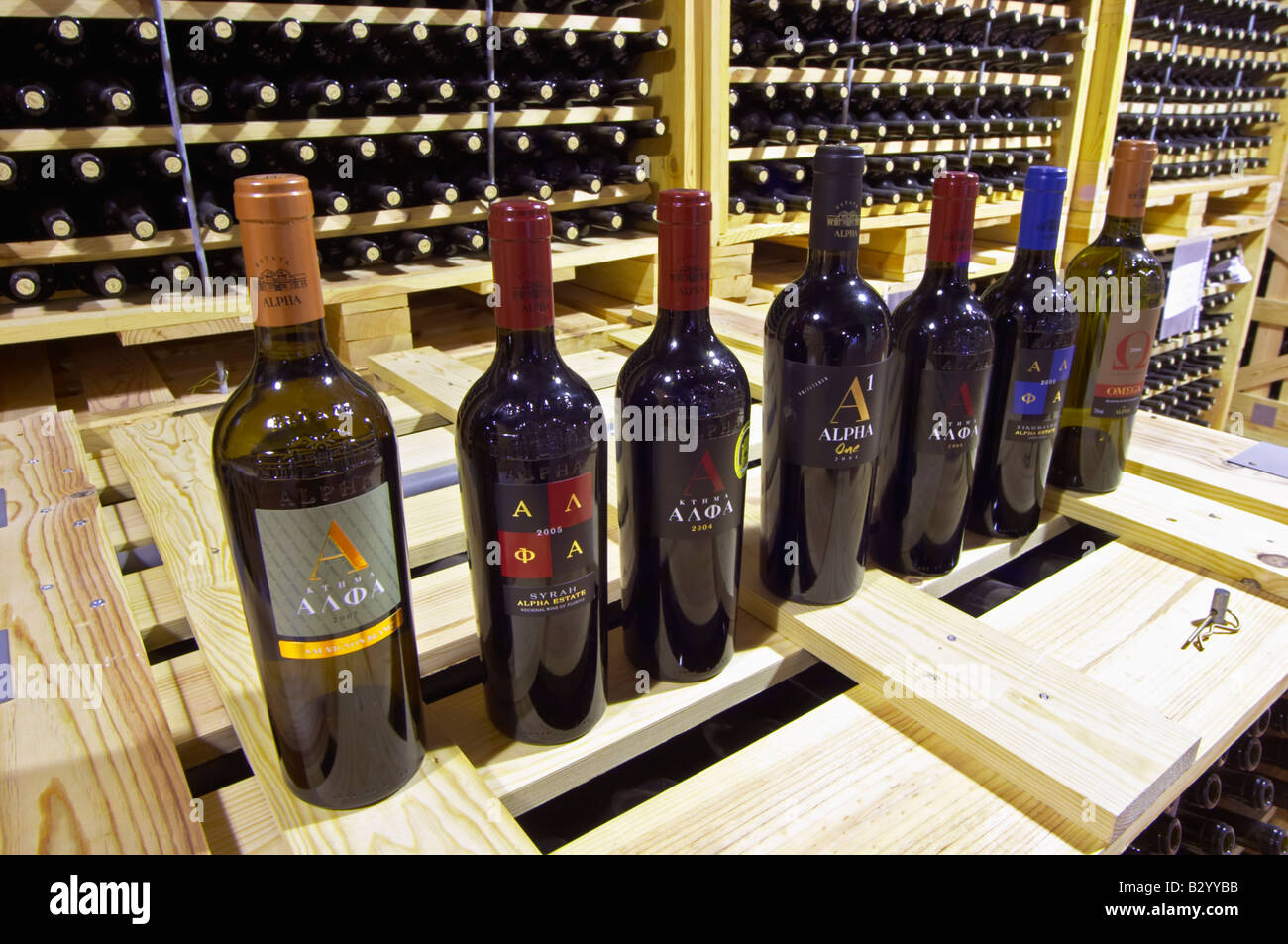 Bottles stored in the cellar. Alpha Estate Winery, Amyndeon, Macedonia ...