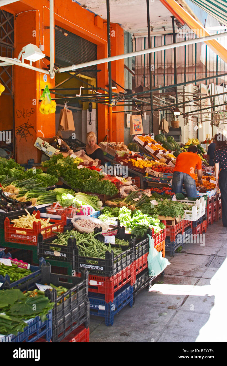 On a street market. Fruit and vegetable stands. Thessaloniki, Macedonia ...