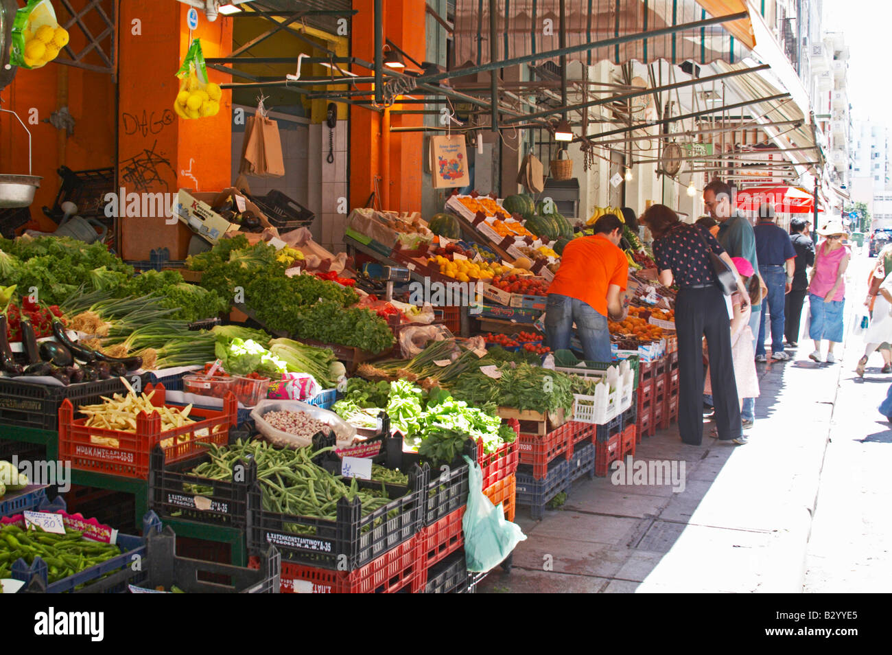 On a street market. Fruit and vegetable stands. Thessaloniki, Macedonia ...