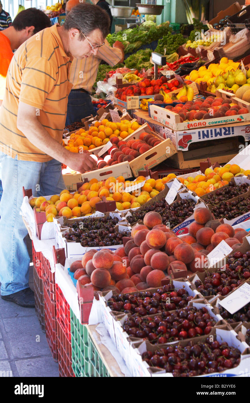 On a street market. Fruit and vegetable stands. Thessaloniki, Macedonia ...