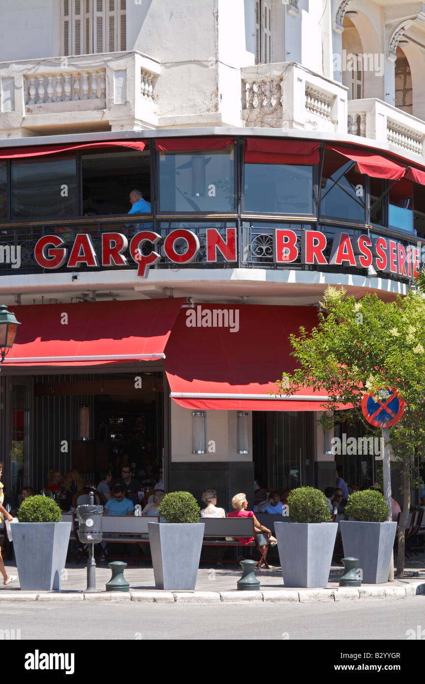 Garcon brasserie cafe on the waterfront. Thessaloniki, Macedonia ...