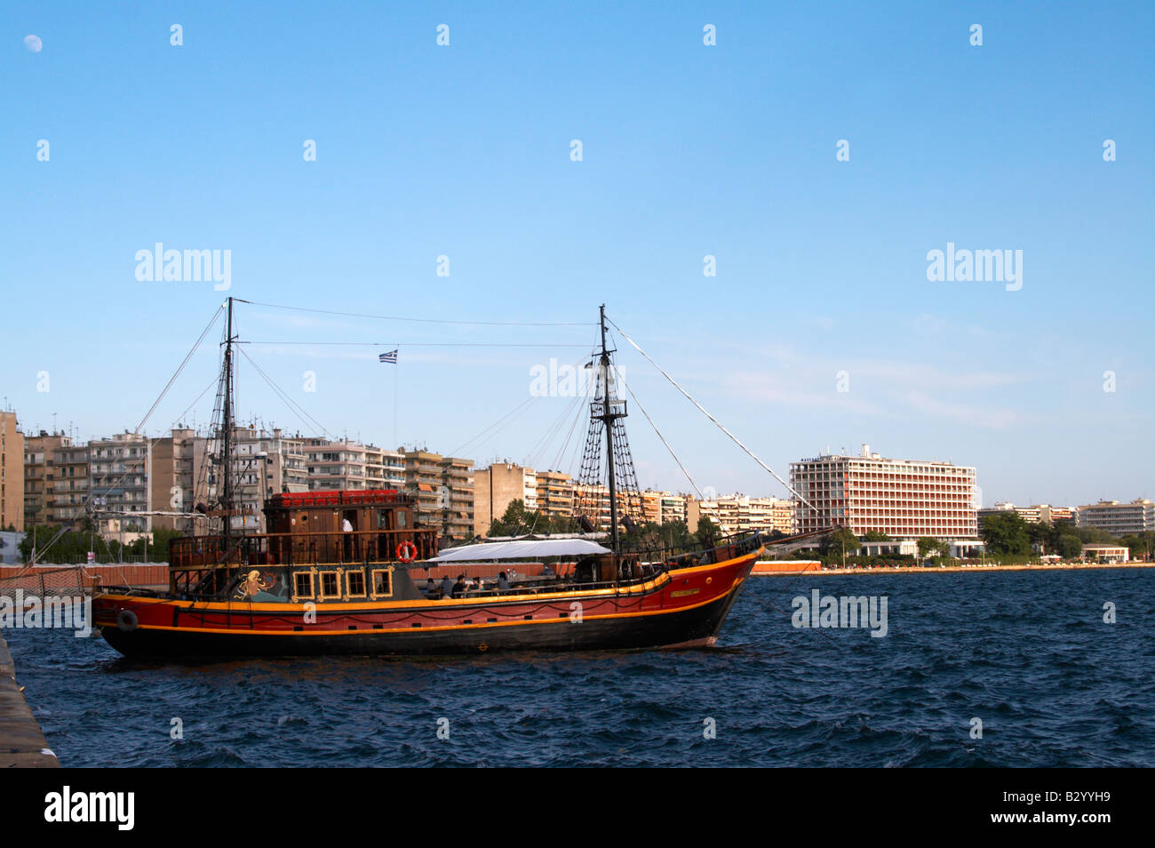 An old ship converted to a sailing bar and cafe in the harbour ...