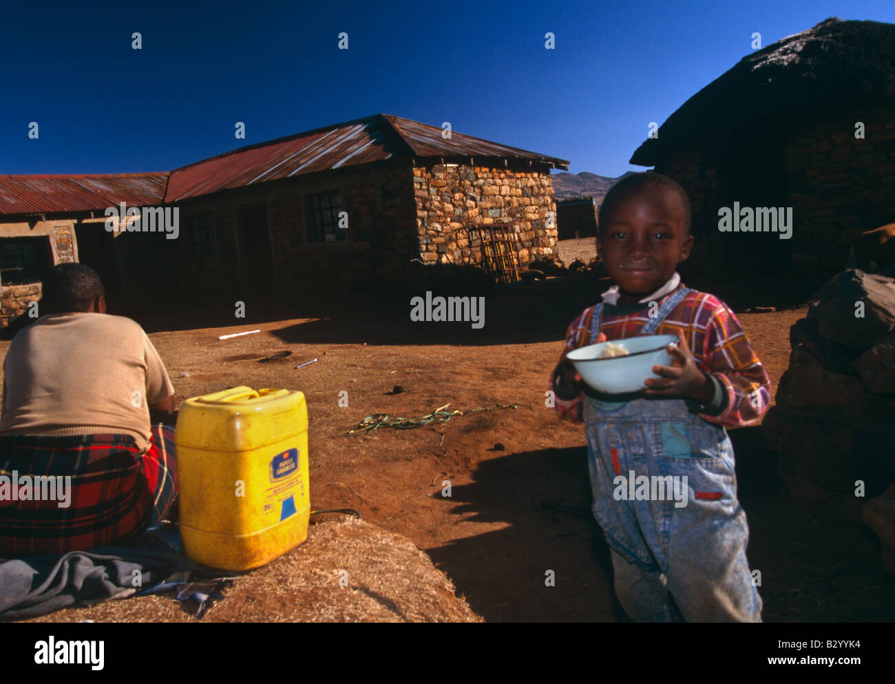 Scene at a rural settlement in Lesotho Stock Photo - Alamy