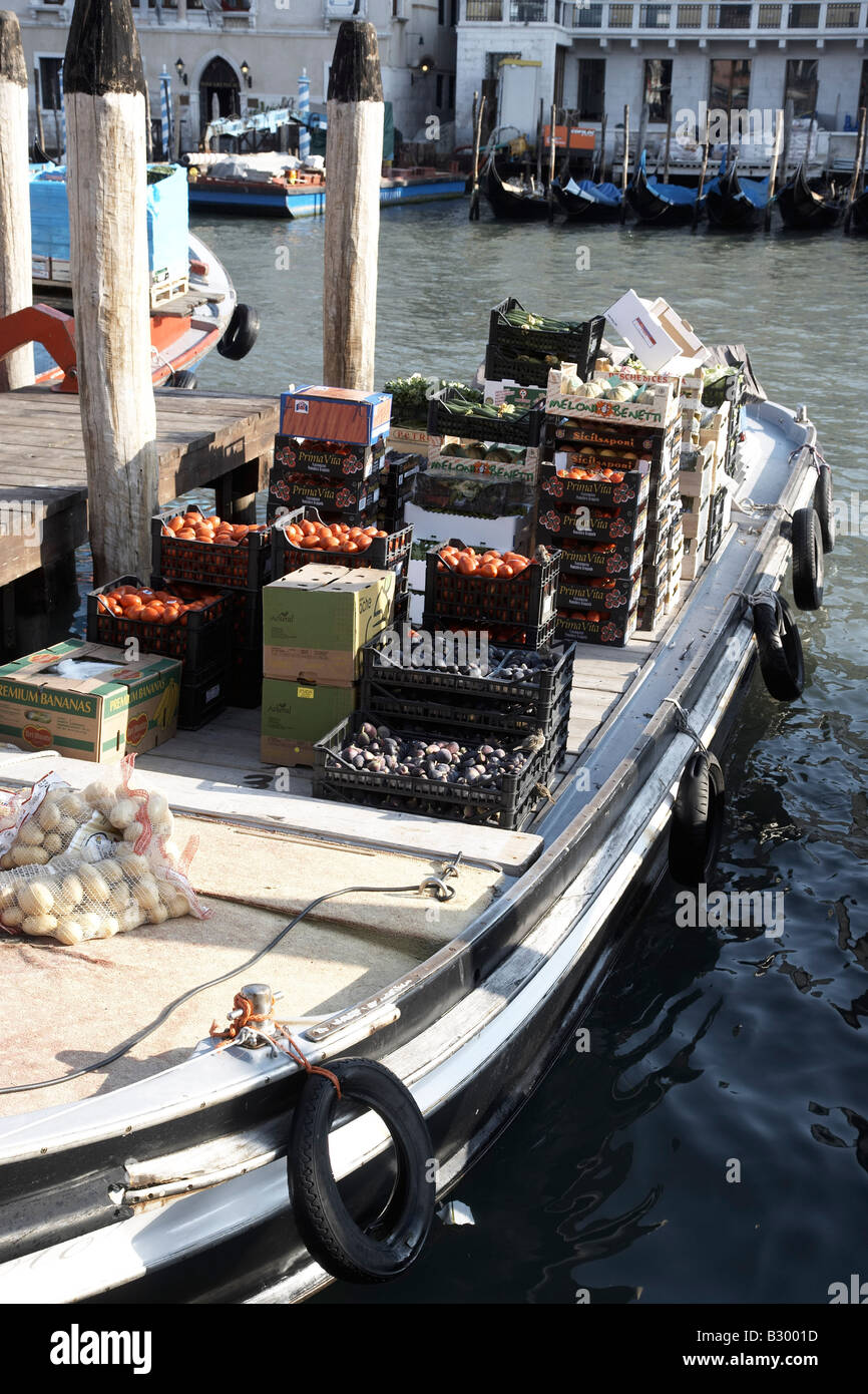 Boat Shipping Produce to Market, Venice, Italy Stock Photo - Alamy