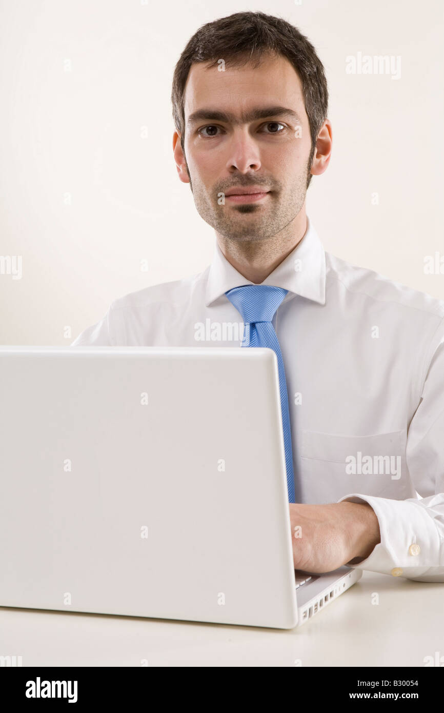 Man Using Laptop Computer Stock Photo - Alamy