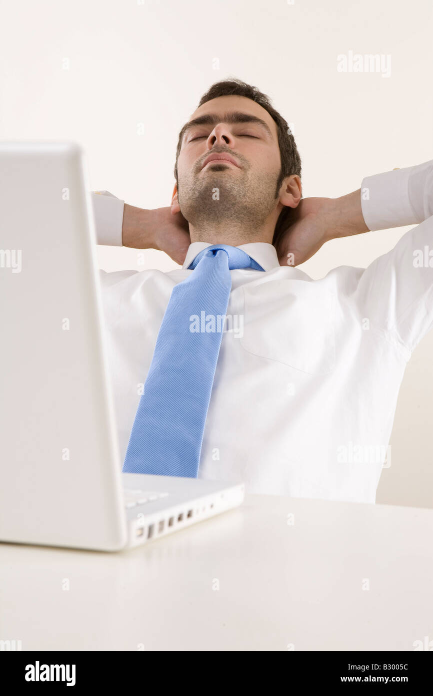 Man with Laptop Computer Stock Photo - Alamy