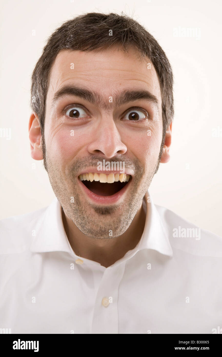 Man with Wide Eyes Stock Photo - Alamy