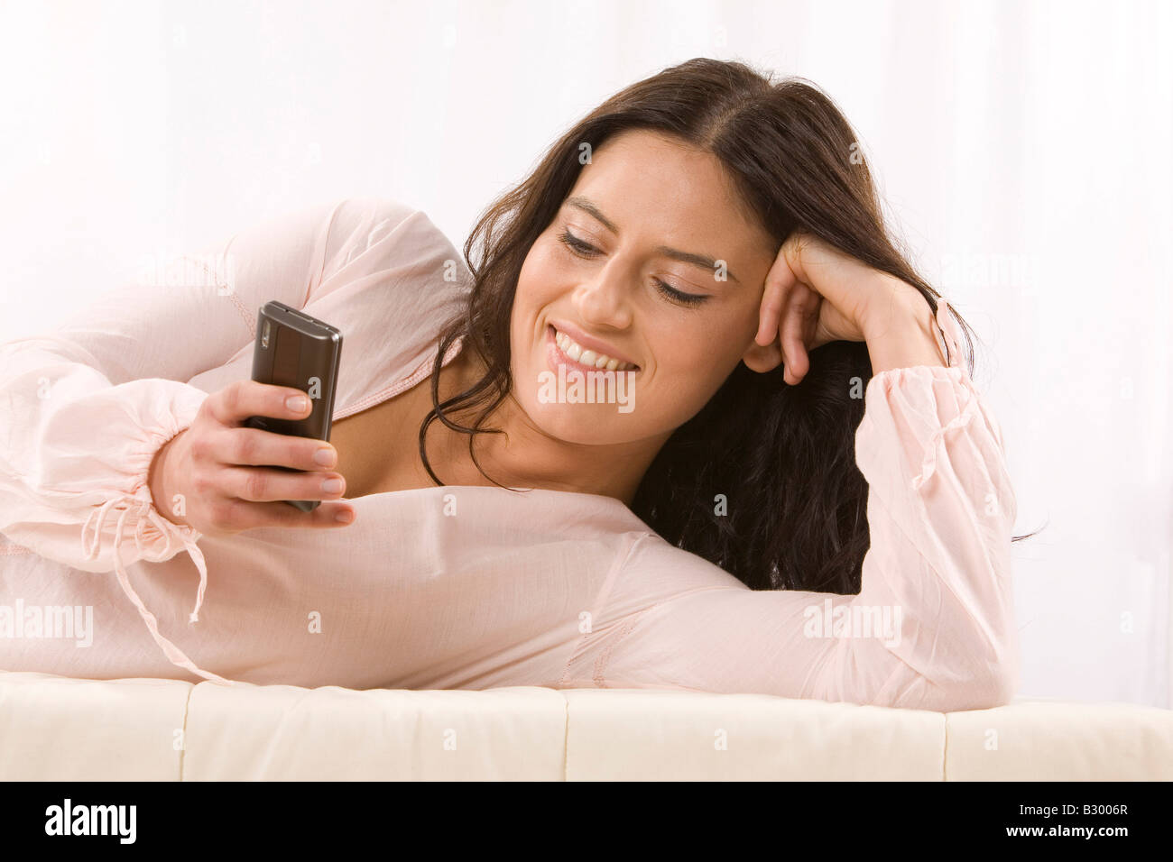 Woman Reading Text Message Stock Photo - Alamy