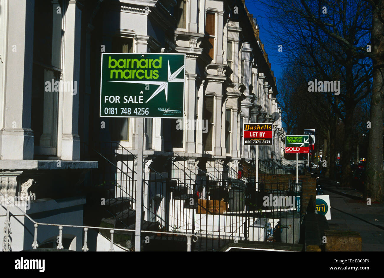 Signages of real estate agency at residential area, London, UK Stock ...