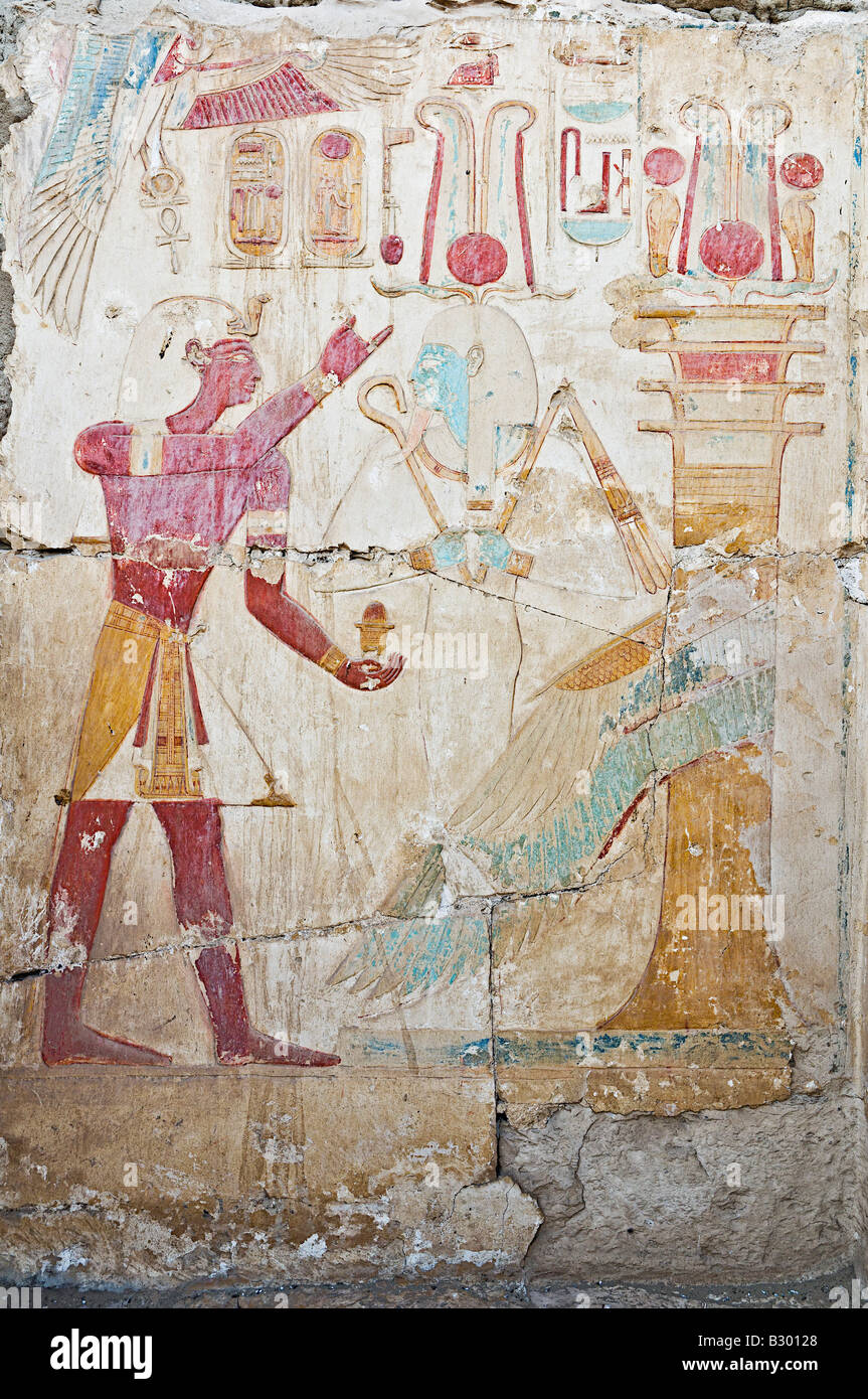 Hieroglyphics in Temple of Seti I Abydos, Egypt Stock Photo - Alamy
