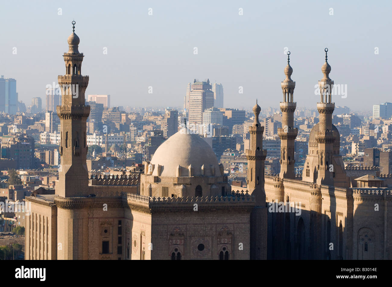 View of City and Sultan Hassan Mosque from Cairo Citadel, Cairo, Egypt ...
