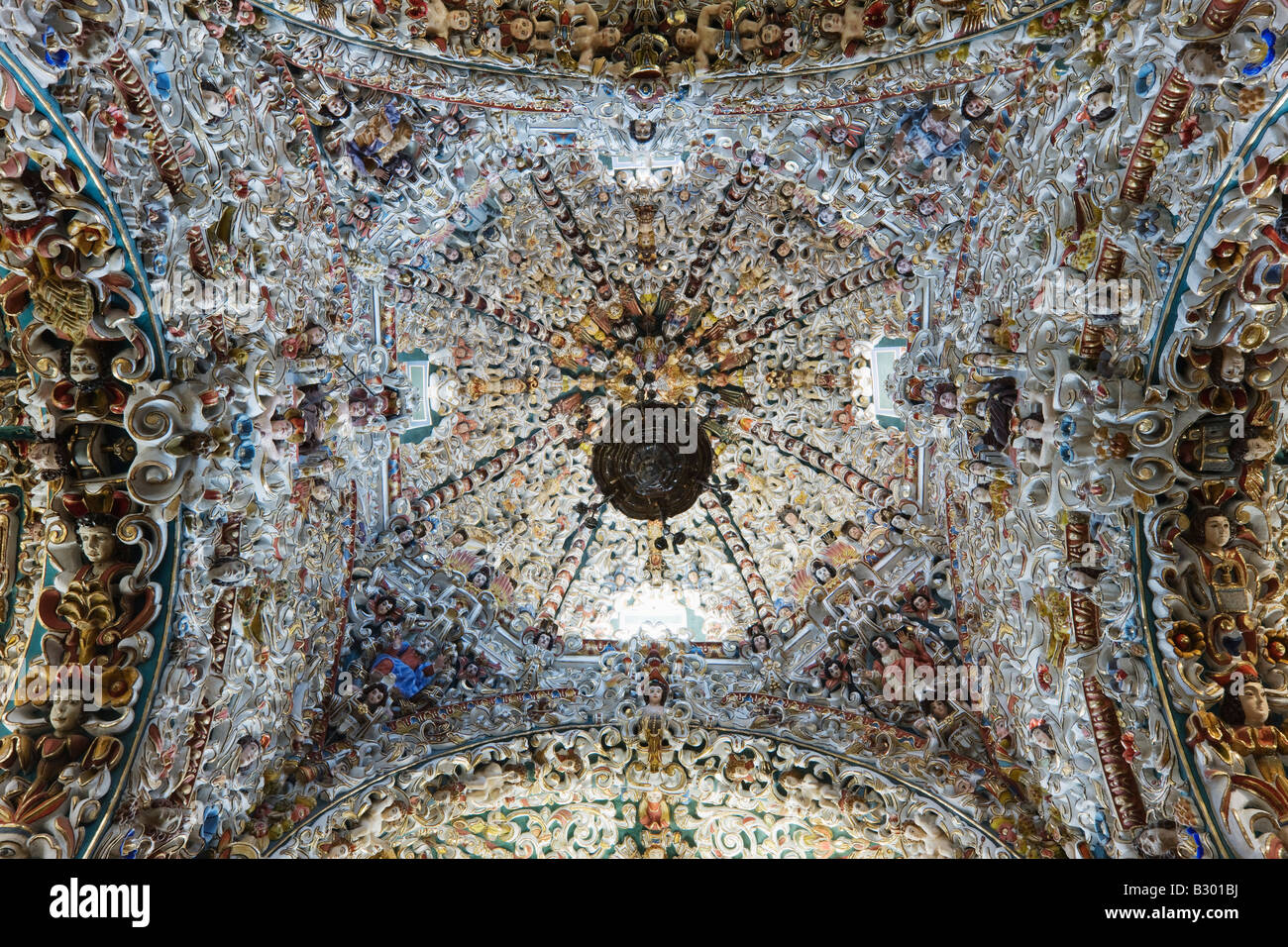Ceiling of Church of San Francisco, Acatepec, Cholula, Mexico Stock ...