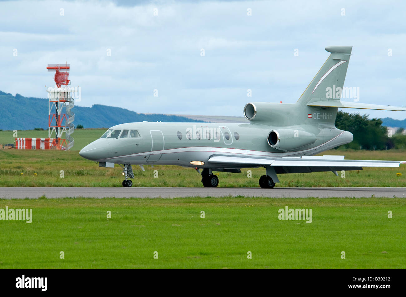 Dassault Falcon 50EX Three Engined Jet Aircraft on the runway arriving ...