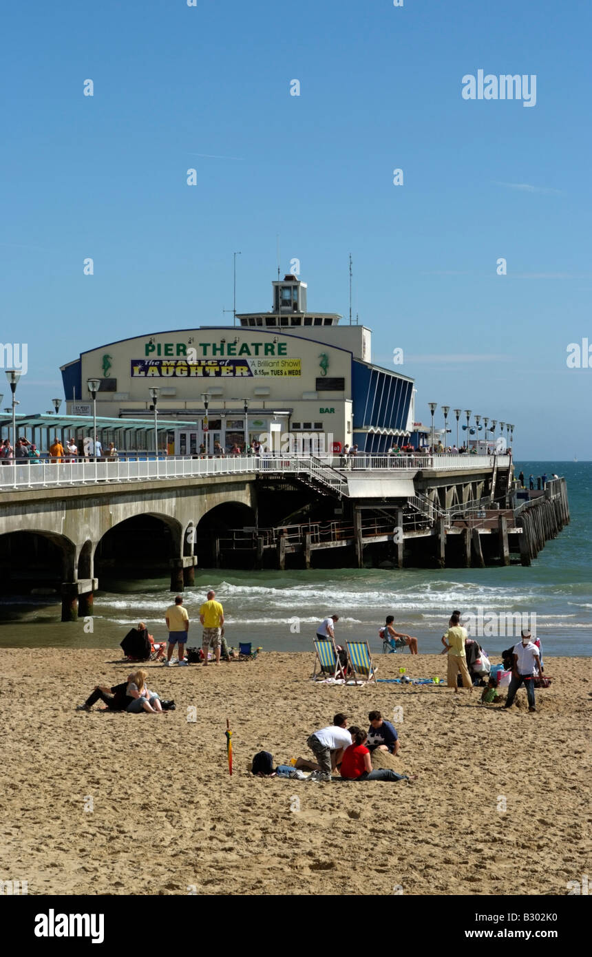 Pier and seafront at Bournemouth seaside resort southern England UK ...