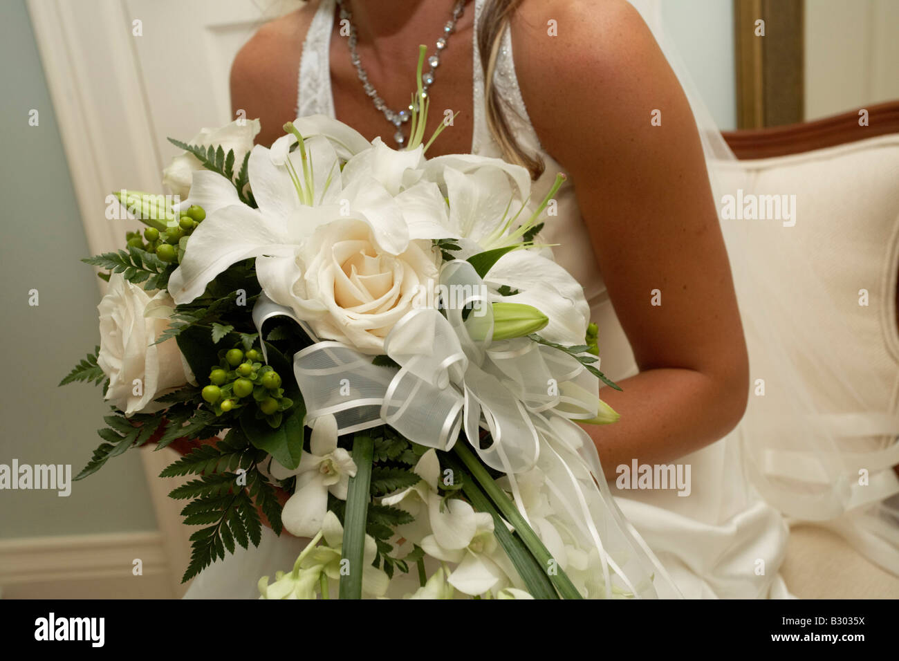 Bride with Wedding Flowers Stock Photo - Alamy
