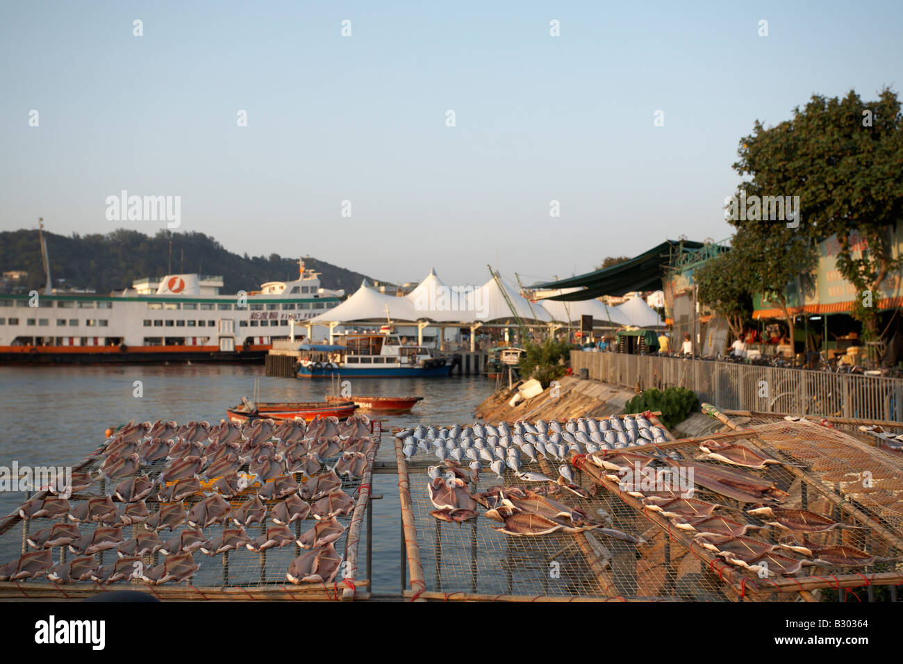 Drying Fish and Harbor, Cheung Chau Island, China Stock Photo - Alamy