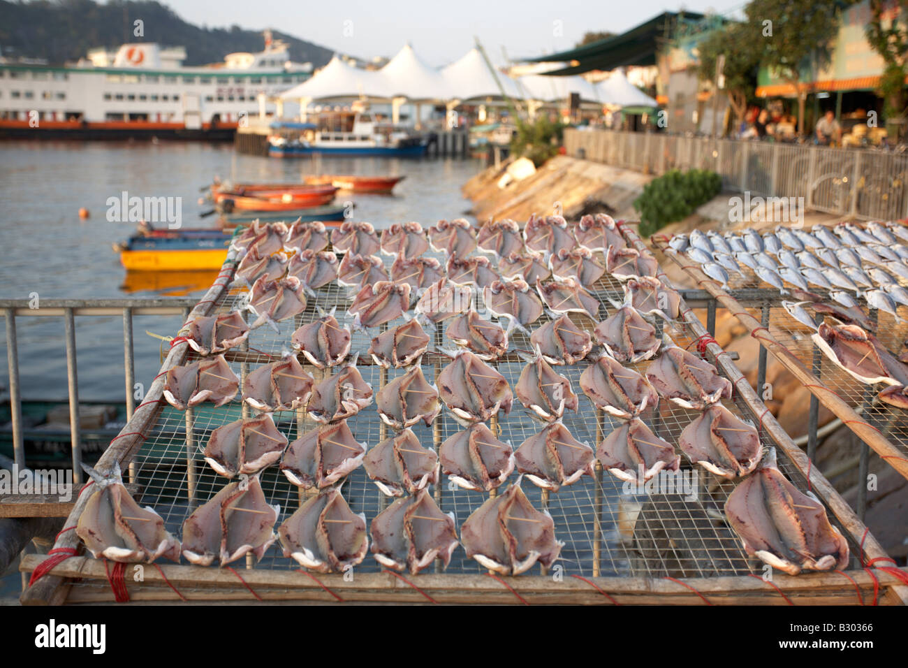 Drying Fish and Harbor, Cheung Chau Island, China Stock Photo - Alamy
