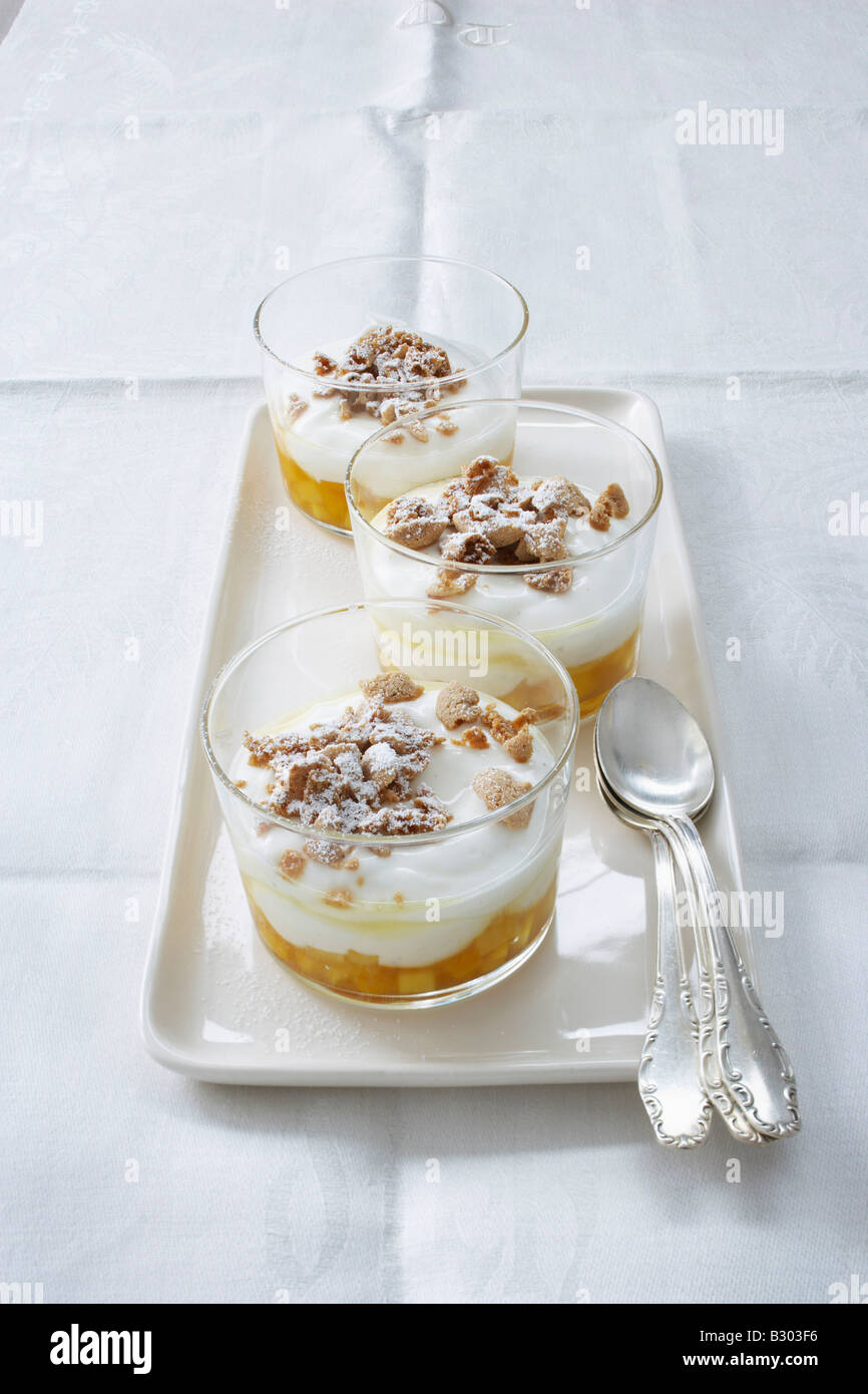 Mango and Whipped Cream Dessert Stock Photo - Alamy