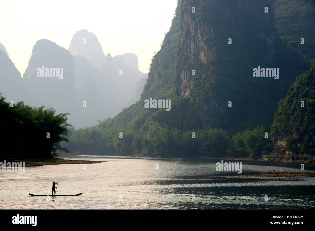 Bamboo raft on Li River China Stock Photo - Alamy
