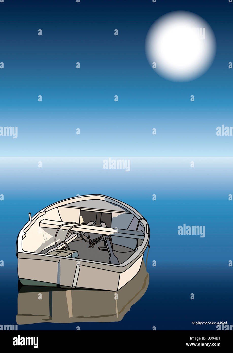 Moon boat illustration hi-res stock photography and images - Alamy