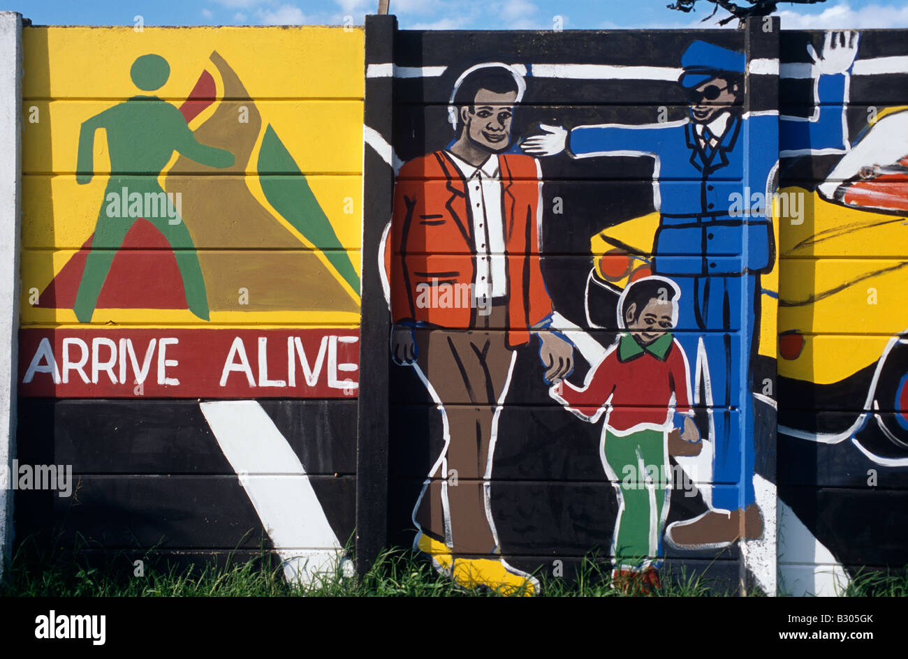 Graffiti for road safety campaign for families. South Africa Stock ...