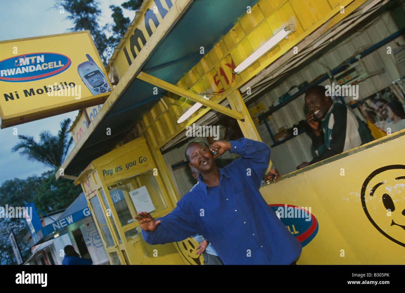 Mobile phone booth in Uganda Stock Photo - Alamy
