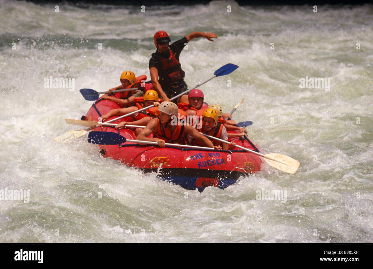 Group whitewater rafting in river. Uganda Stock Photo - Alamy
