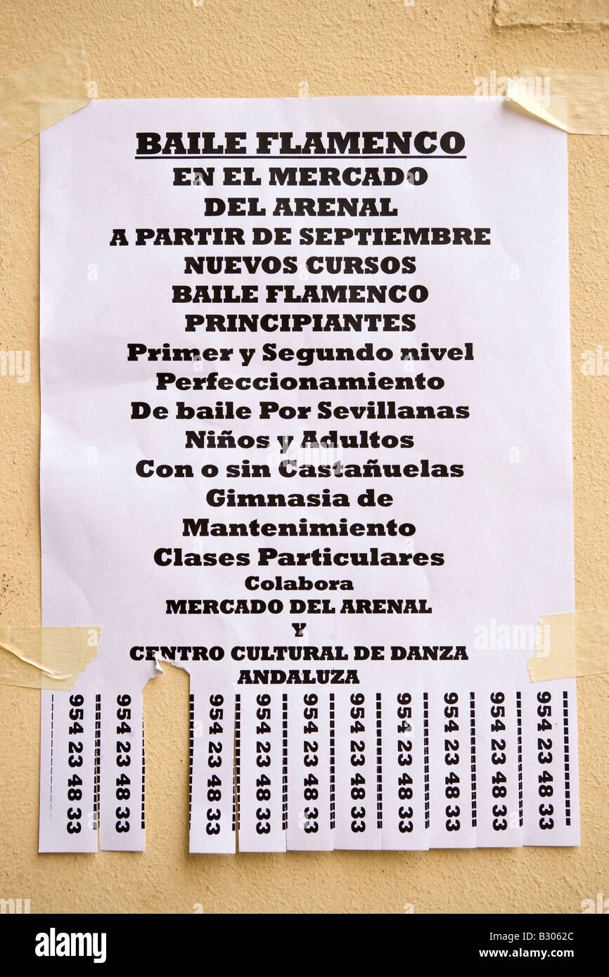 Flamenco Lessons Street Ad Seville Spain Stock Photo - Alamy