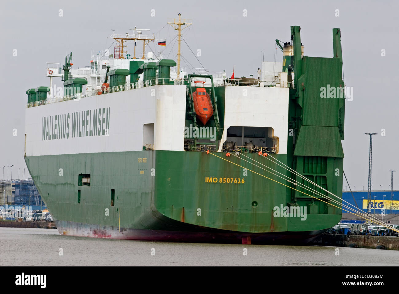 Car transporter ship at the port of Bremerhaven, Bremen, Germany Stock ...
