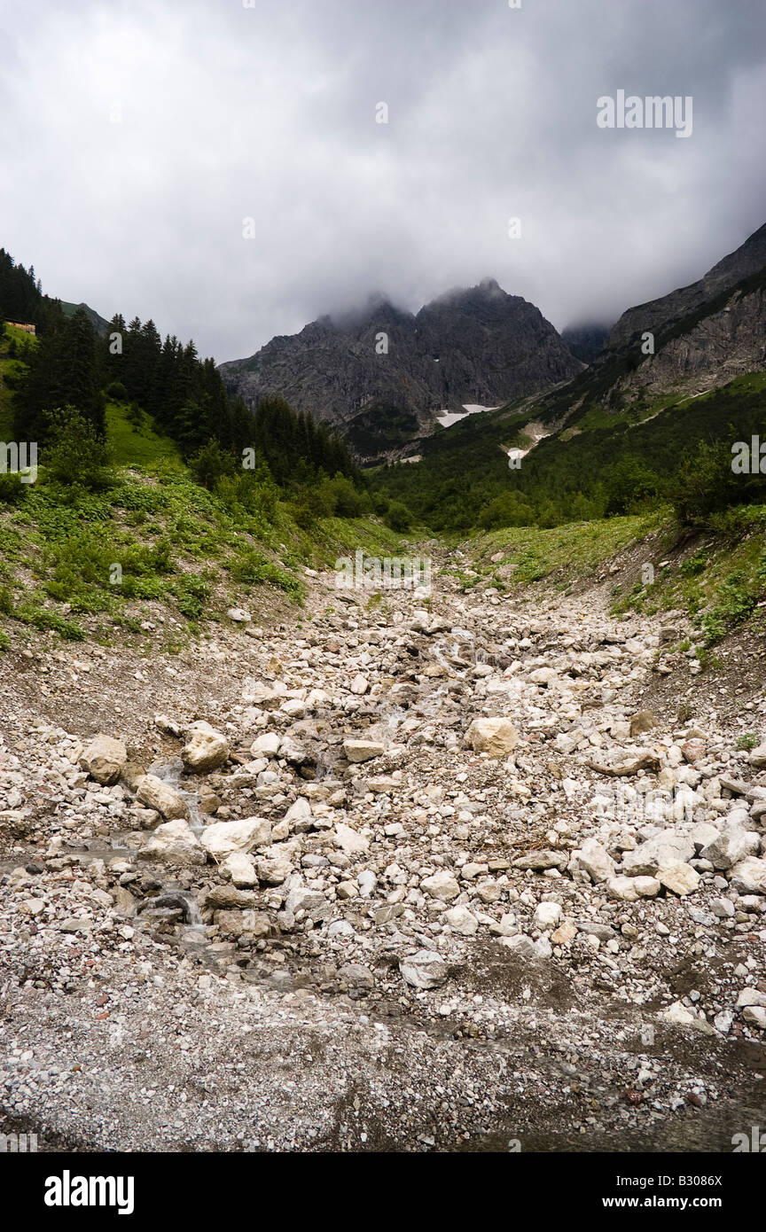 Small landslide in the alps Stock Photo - Alamy