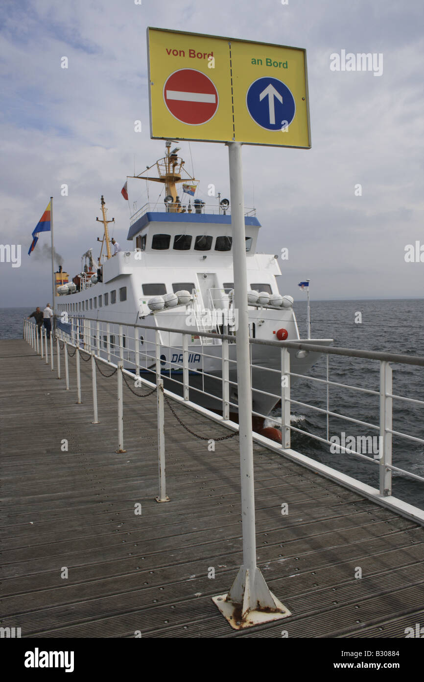 embark and disembark sign at the pier Heringsdorf Mecklenburg ...