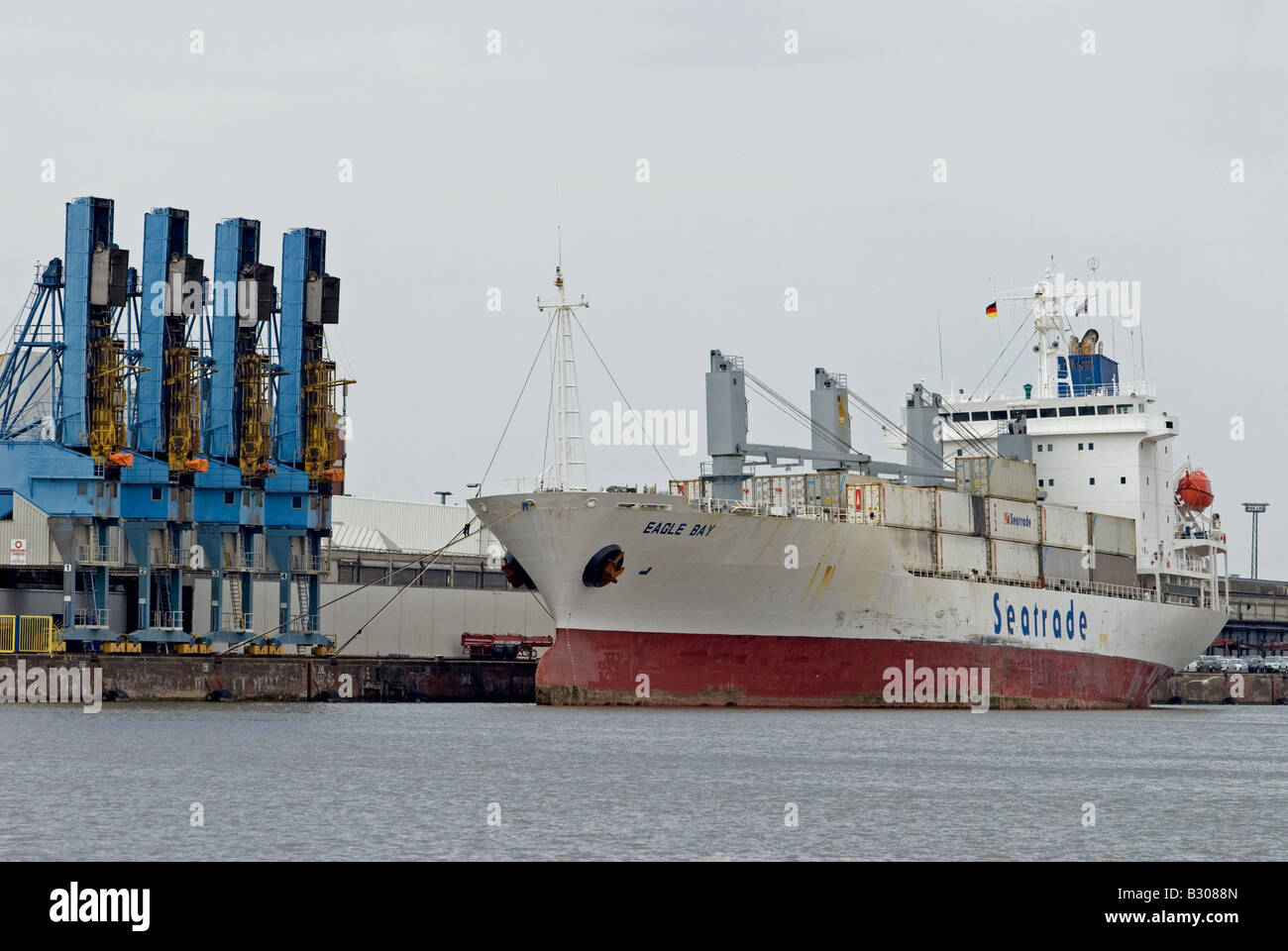 Container ship at the port of Bremerhaven, Bremen, Germany Stock Photo ...