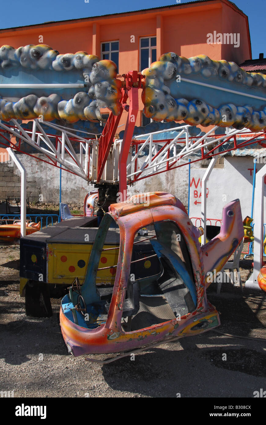 An old helicopter ride in a funfair in Turkey Stock Photo - Alamy