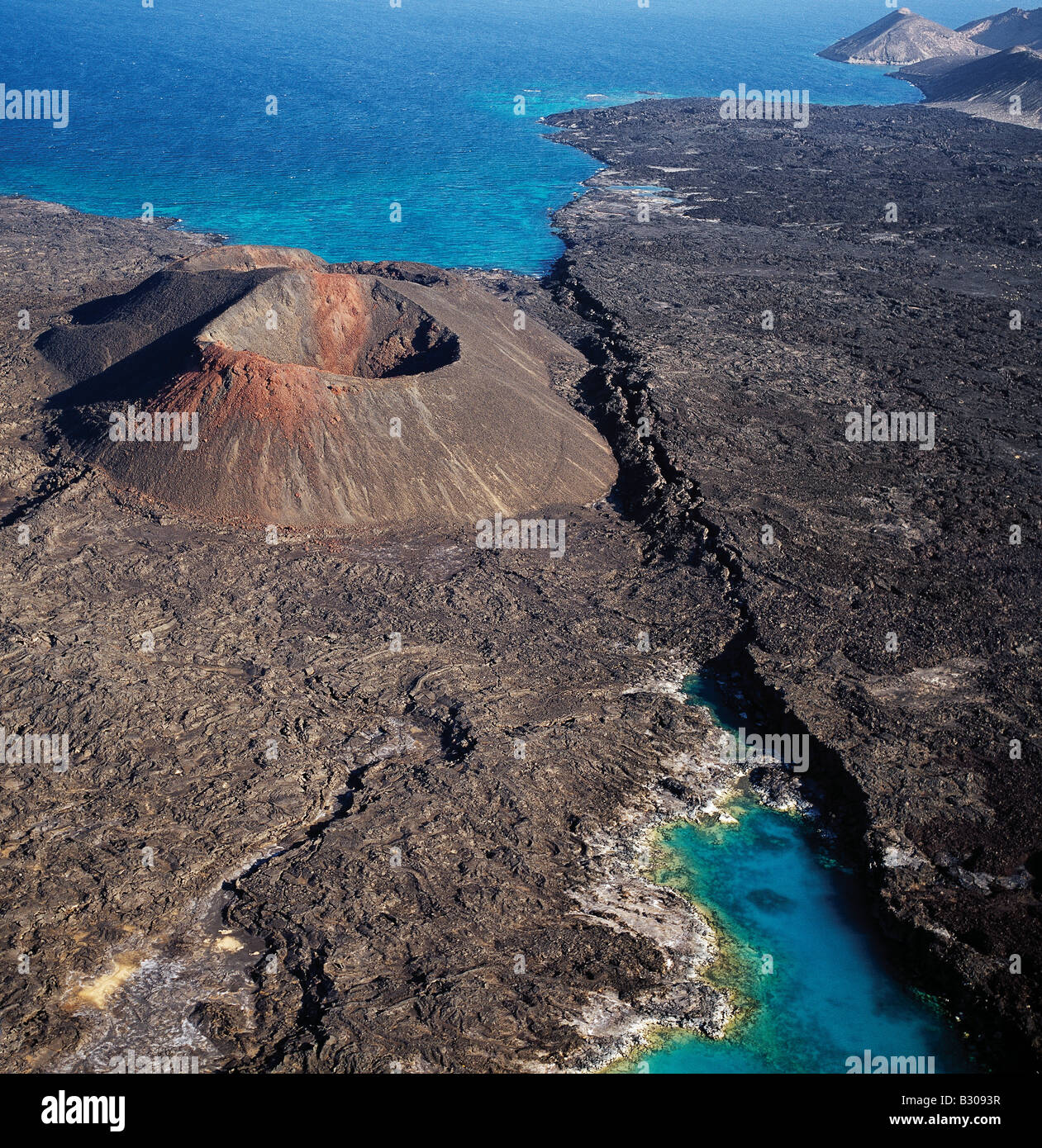 Djibouti, Ghoubbet el Kharab. An aerial view of the volcanic cones at ...