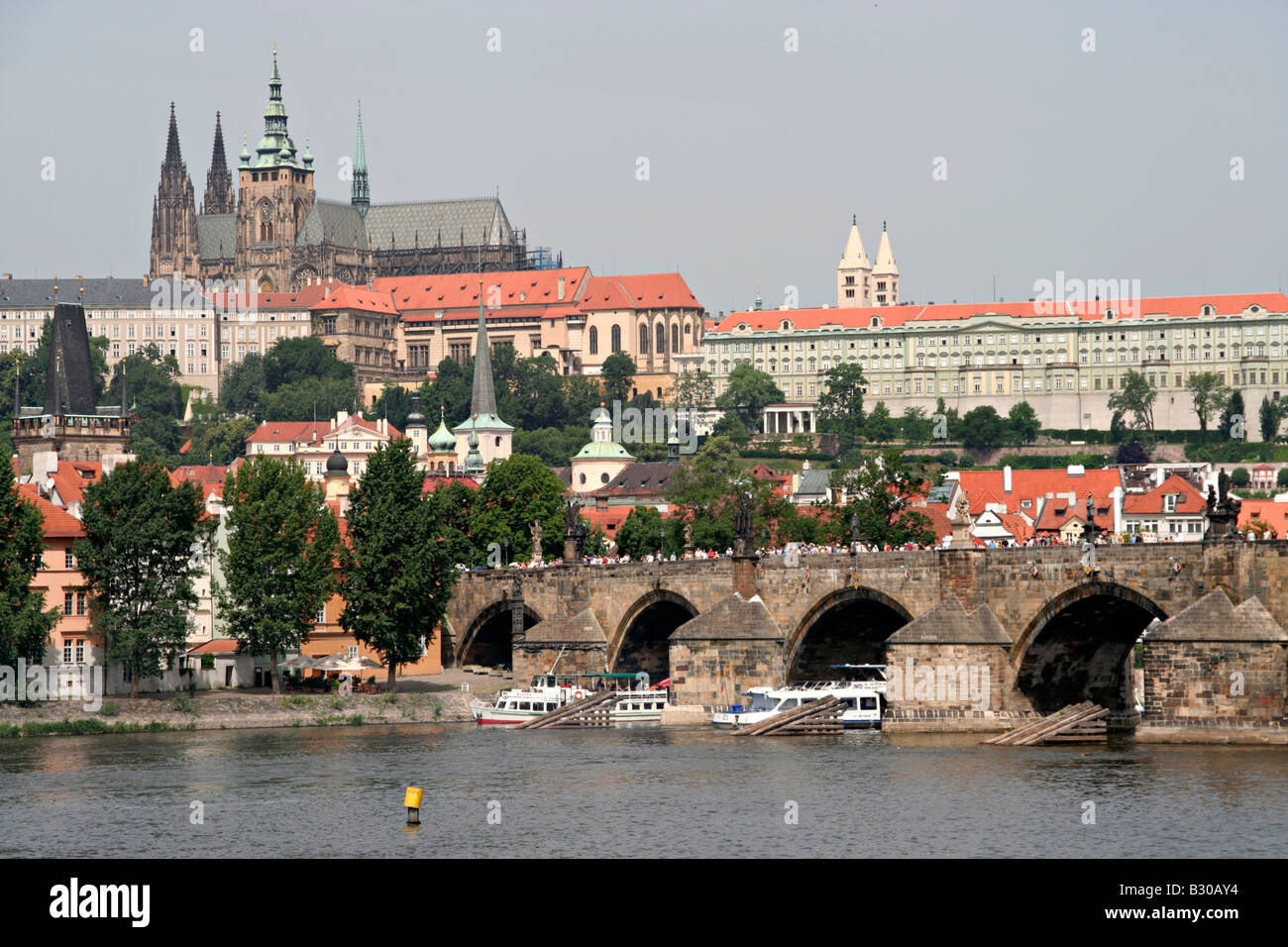 charles bridge prague castle czech republic summer tourists europe Stock Photo - Alamy