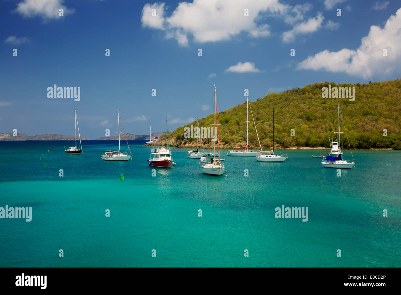 Cruz Bay harbor on the caribbean island of St John in the US Virgin ...