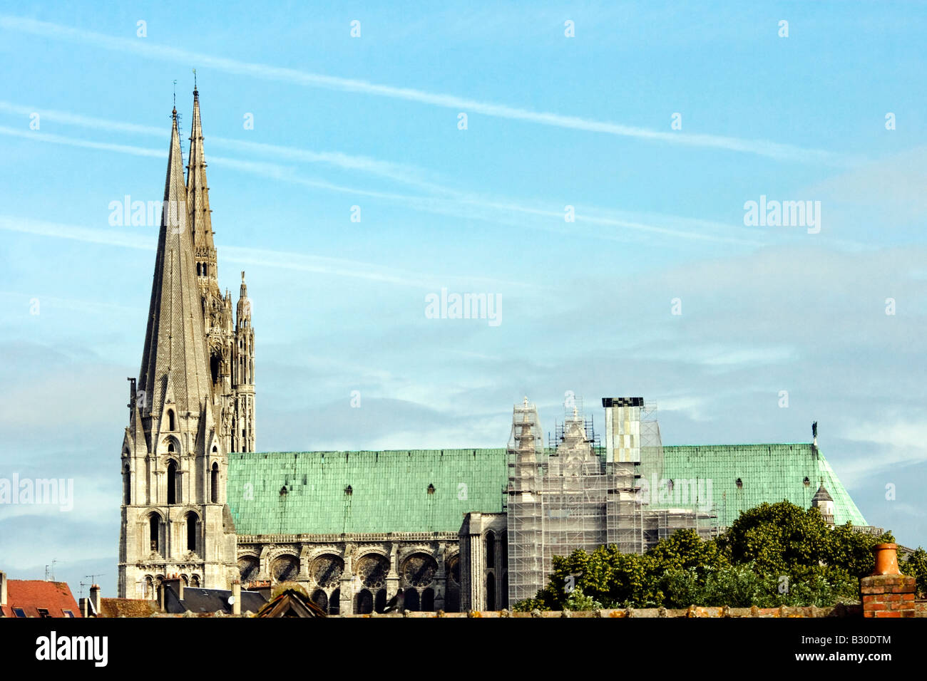 Medieval gothic architecture chartres cathedral hi-res stock ...