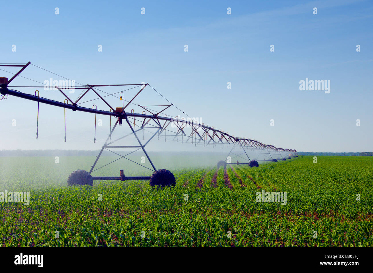 Circular irrigation on a rural farm field in North Dakota USA Stock ...