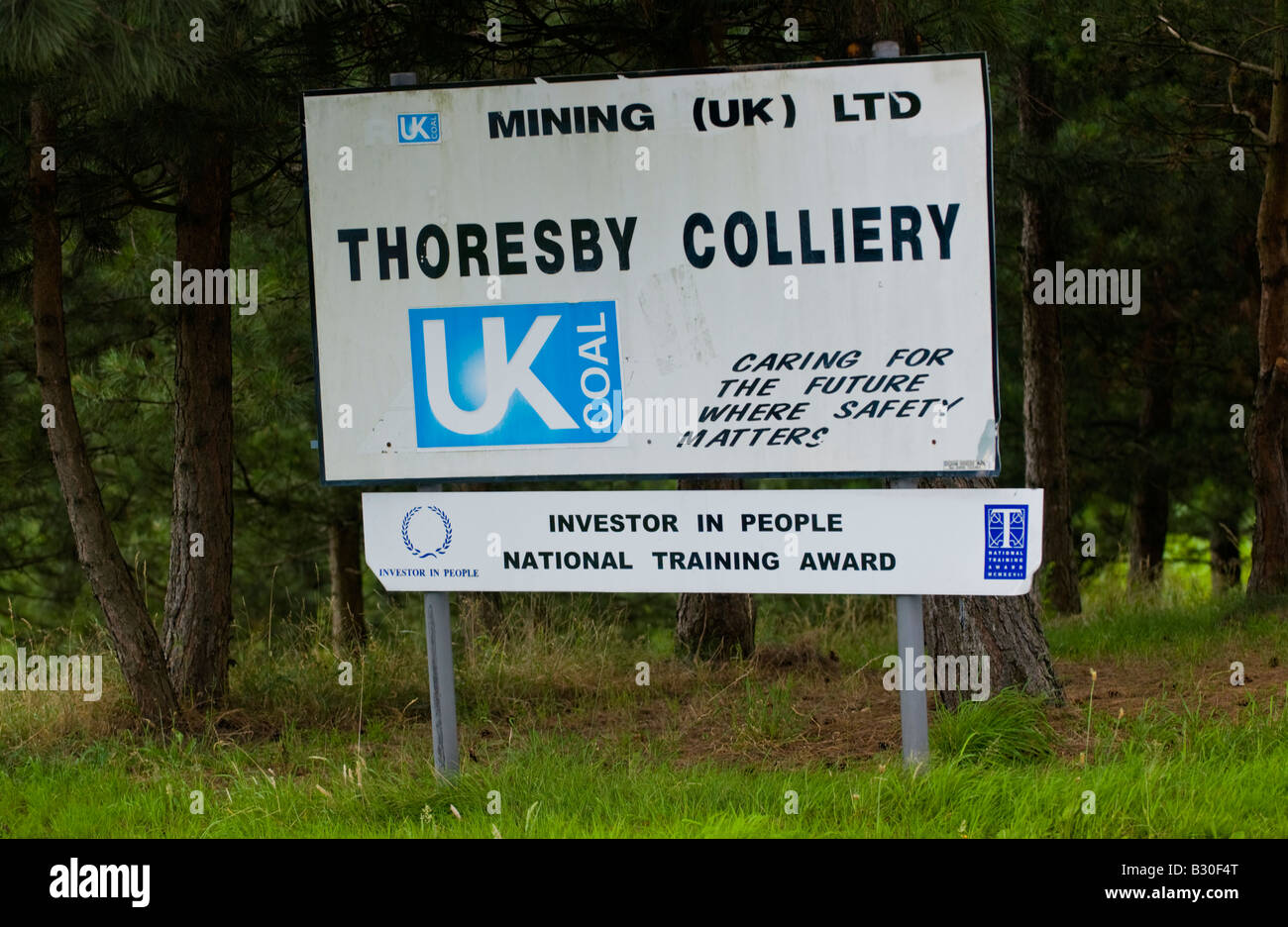 UK Coal sign outside entrance to Thoresby Colliery near village of ...