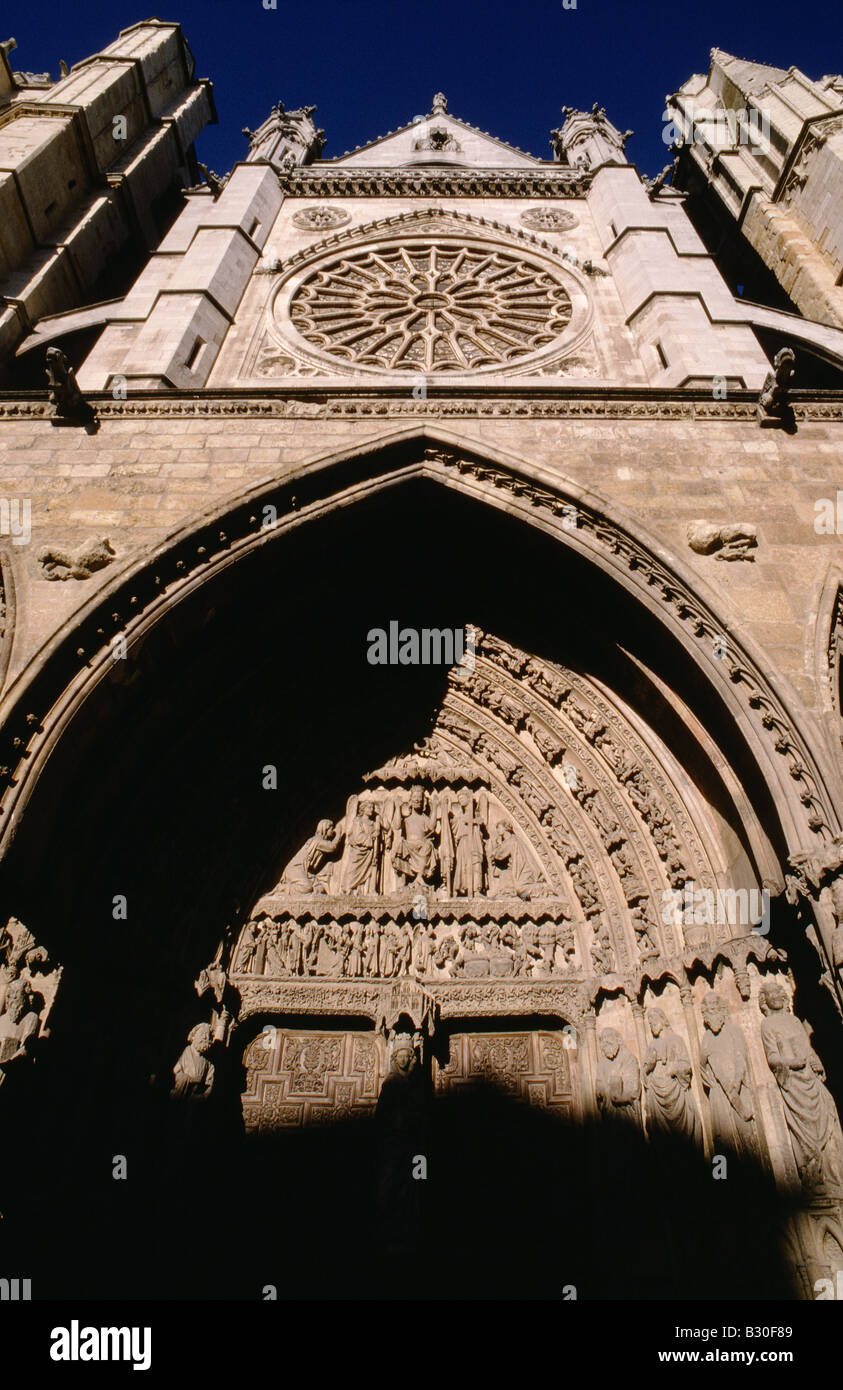 The west facade of the Santa Maria de Leon Cathedral in the city of ...