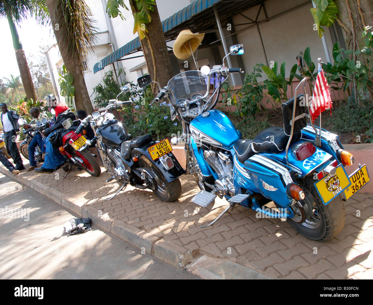Decorated motorcycles for use in a wedding entourage, Kampala, Uganda ...