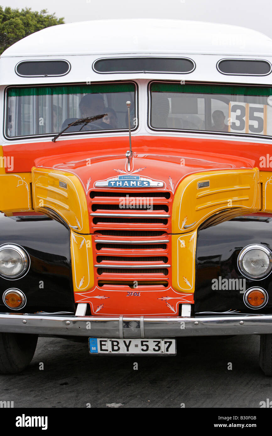 Classic Malta Bus, close-up front Stock Photo - Alamy